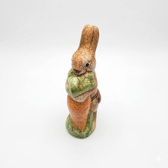 Art | Vintage Crackle Glaze Ceramic Bunny Rabbit Figurine Holding ...